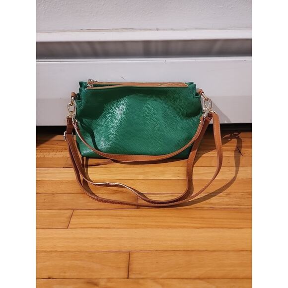 Valentina | Bags | Valentina Purse Made In Italy Green Pebbled Leather ...